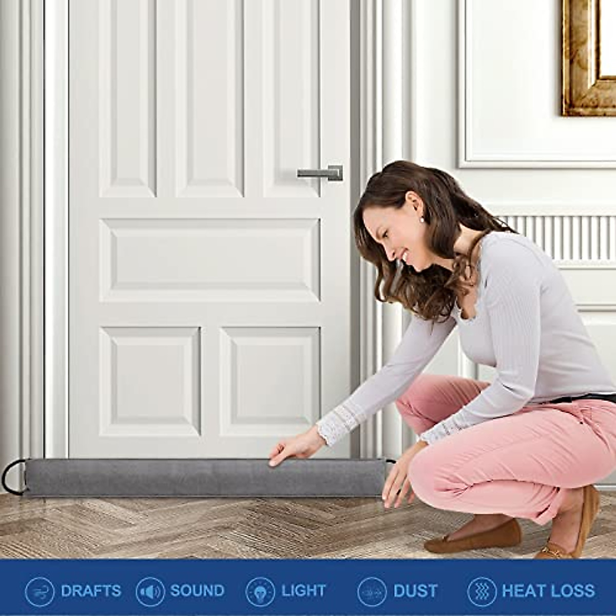 LONGTM Under Door Draft Stopper 36inch, Under Door Noise Blocker Door Snake Draft Stopper Weighted Saving Energy Under Door (Dark Grey) 2LBS