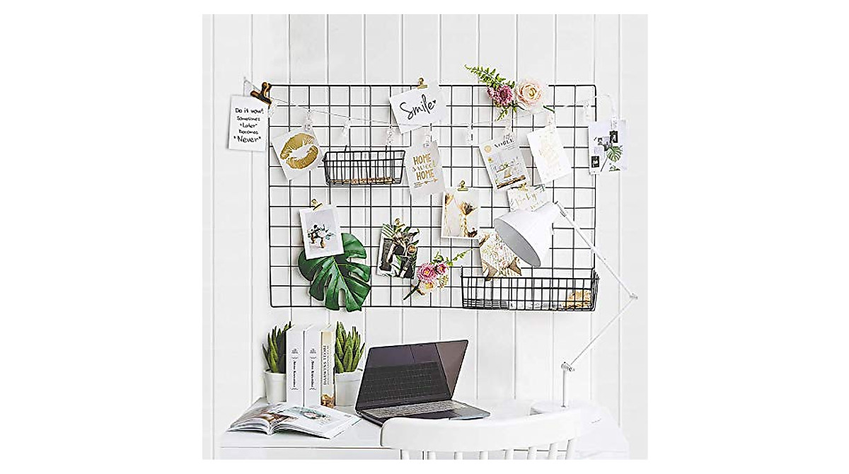 GBYAN Grid Wall Basket Organizer - 2 Pack with Hooks