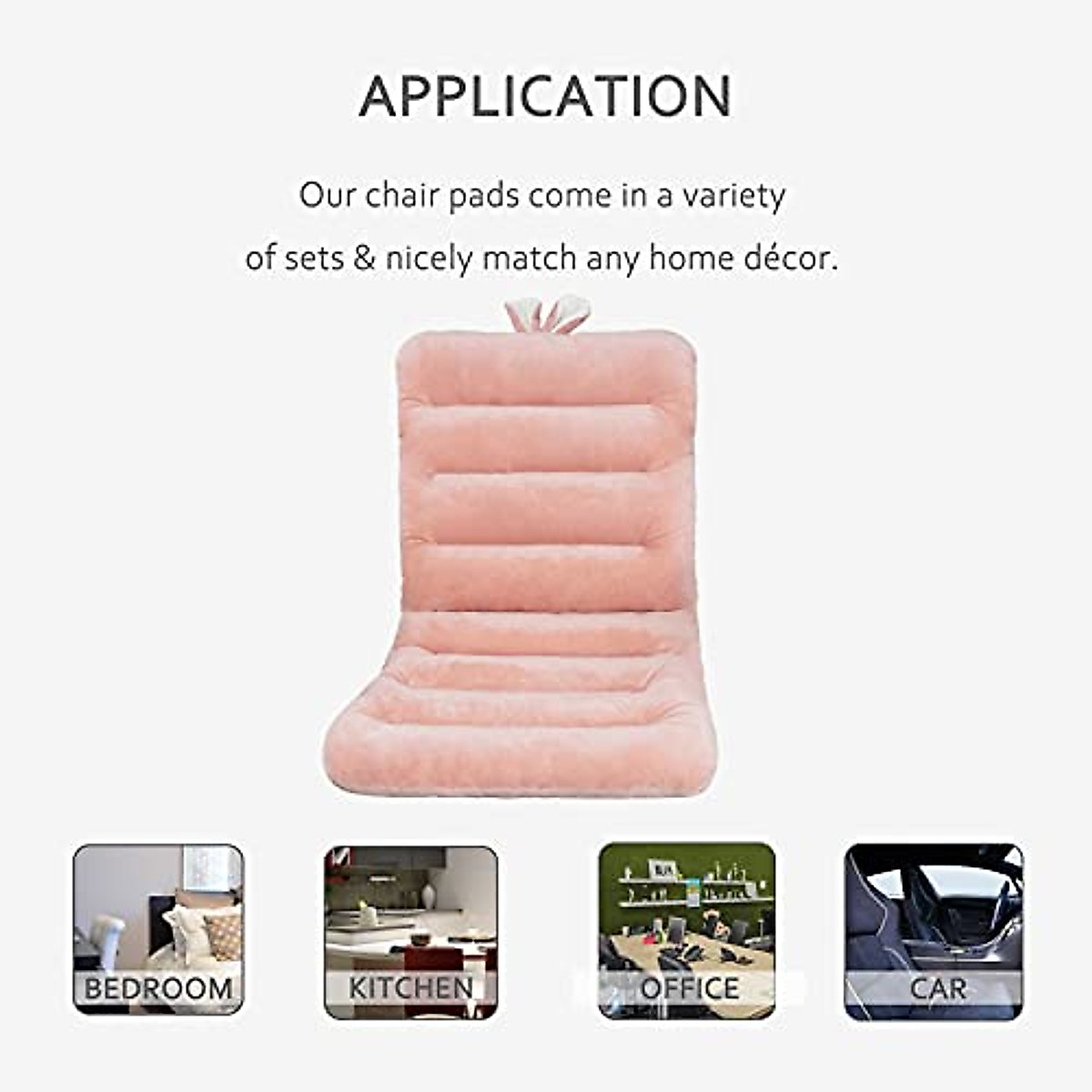 ELFJOY Desk Chair Cushion 85cm Office Chair Cushion Seat Cushion with Back Support Lounger Cushion with Fixing Band (Pink) 85×45cm