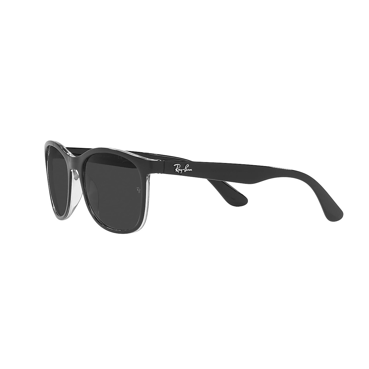 Ray-Ban Rb4374 Square Sunglasses, Black On Transparent/Polarized Black, 56 mm