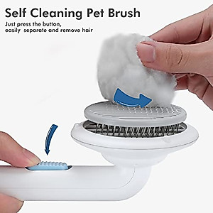 Cat Brush, Cat Brush for Shedding, Cat Brush with Release Button, Cat Brushes for Indoor Cats, Self Cleaning Slicker Cat Hair Brush for Kitten Grooming Massage Remove Tangles and Loose Fur