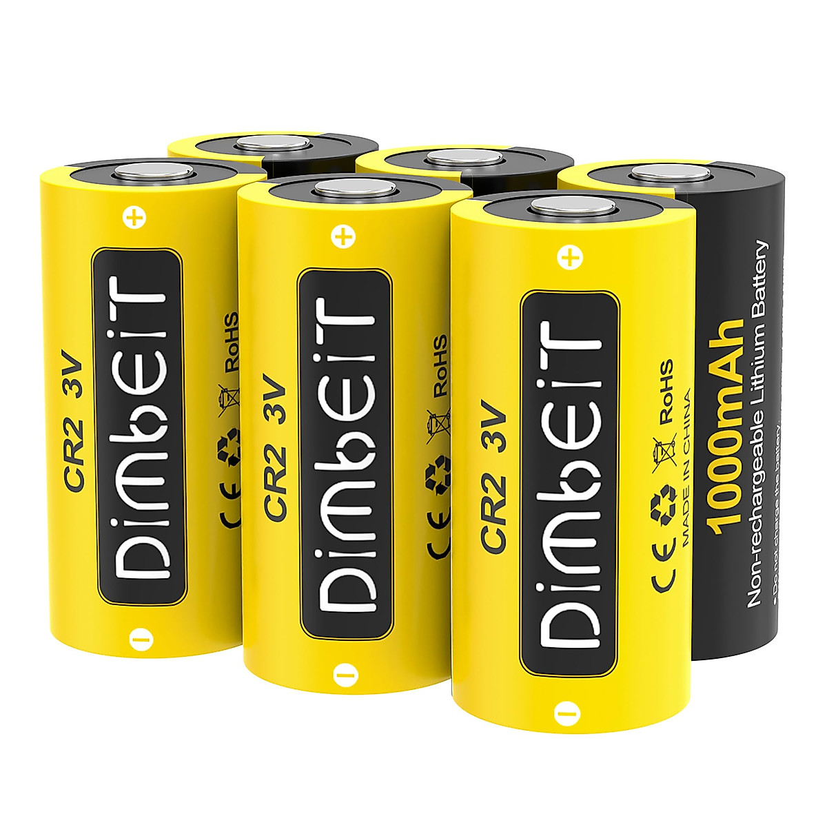 Dimbeit CR2 3V Lithium Battery 1000mAh, 3 Volt Range Finder Battery, Long Lasting Power, 6 Pack High Performance cr2 Battery with 10 Years Shelf Life for Rangefinder, Flashlight, Alarm Systems, Mini55