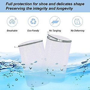 Vivifying Shoe Washing Machine Bag, 2 Pack Honeycomb Mesh Shoe Laundry Bag with Zipper for Sneakers, Running Shoes, Sock, Bras, Delicates and Toys