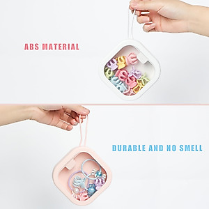 Heliltd 2pcs Hair Tie Organizer Boxes Small Lightweight Portable Hair Tie Holder Organizer Can Be Stackable or Hang for Desktop Bathroom Travel or Small Items Storages (Pink + White)