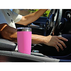 LaserGram 20oz Vacuum Insulated Tumbler Mug, Flamingo, Personalized Engraving Included (Pink)