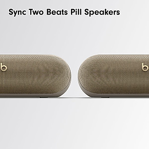 Beats Pill - Bluetooth Speaker and Portable Wireless Charger via USB-C - Up to 24 Hours Battery Life, IP67 Water Resistant, Apple & Android Compatible, Built-in Microphone – Campagne Gold (Renewed)