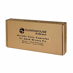 Guardhouse 21mm Direct Fit Coin Capsule for US and Canada Modern Nickel and Other Similar Sized Coins Pack of 250