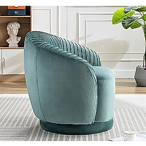 Container Furniture Direct Modern Barrel Swivel Chair with Plush Velvet Upholstery and Smooth 360° Rotation, Round Accent One-Seater Sofa for Living Room, Bedroom and Office, Mint Green