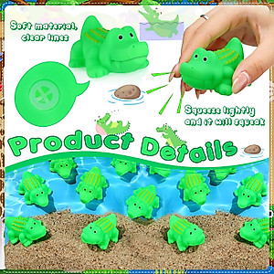 Lenwen 100 Pcs Rubber Crocodile Bath Toy Bulk Mini Alligator Toys Crocodile Bathtub Toys Float Squeak Toys for Summer Pool Parties Halloween Christmas Party Birthday Decoration, 2.8 x 1.3 x 1.3 Inch