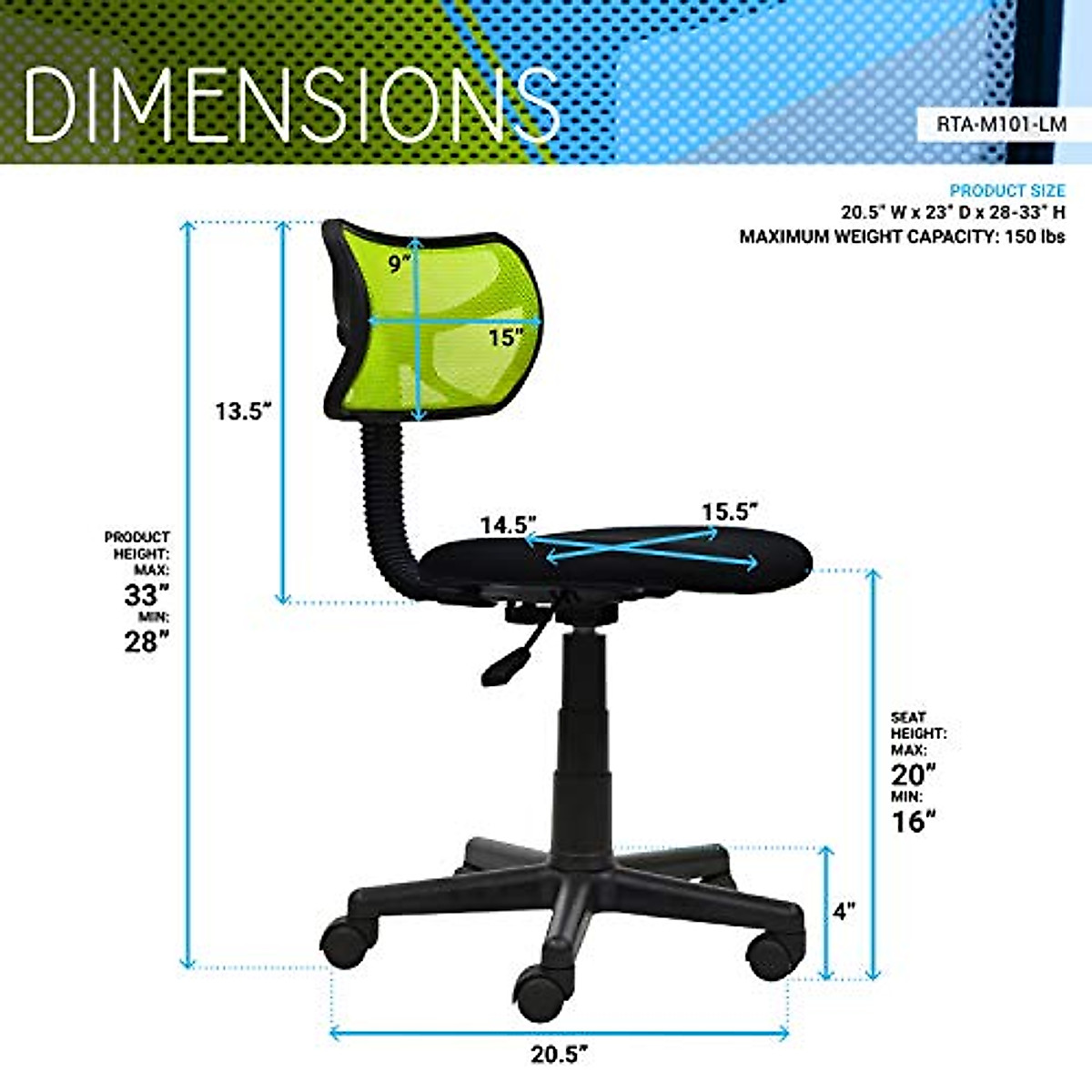 Student Mesh Task Office Chair. Color: Lime