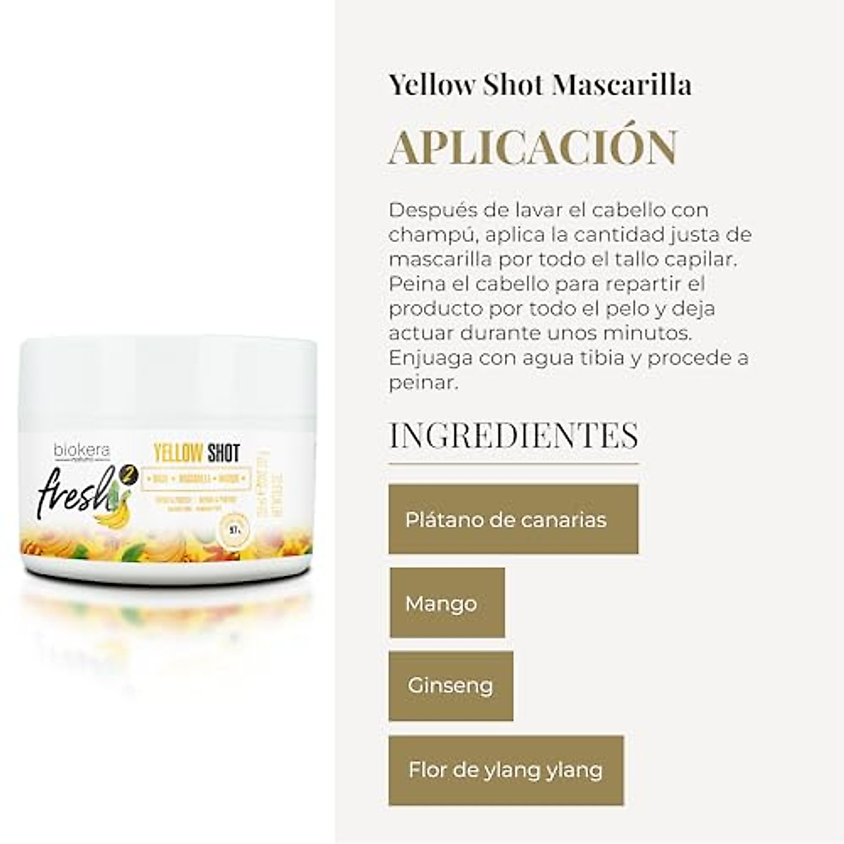 Salerm - Deep Repair Hair Mask - Biokera Fresh Yellow Shot Mask - 250 ml - Hydrates, Repairs, and Protects Hair - Anti-Frizz - Sulfate-Free and Paraben-Free