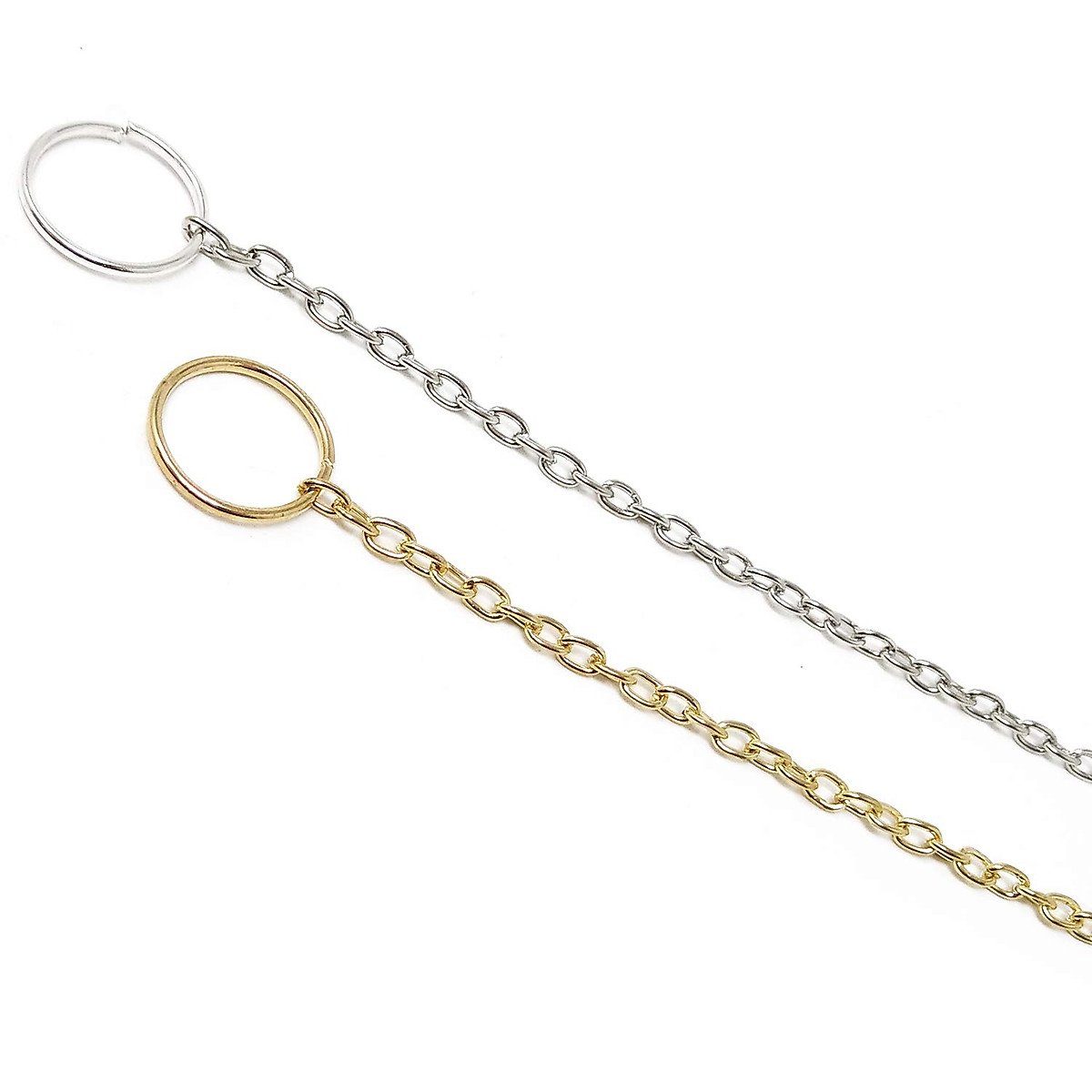 Honbay 2PCS Pierced Indian Nose Rings with Chain Nose to Ear Chain