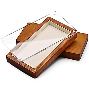 Oirlv Solid Wood Jewelry Tray with Transparent Acrylic Lid Jewelry Organizer Dish Home Organization Accessories Storage Box(Creamy-white)
