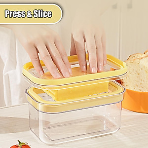 Butter Slicer Cutter Dish Airtight Box Stick Container Airtight Lid with 304 Stainless Steel Tweezer for Fridge Storage