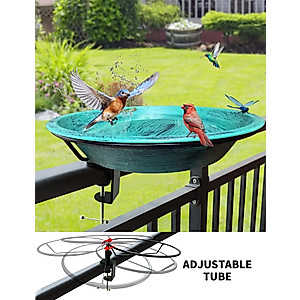 Deck Mounted Bird Bath for Outside, Detachable Birdbath Bowl with Sturdy Clamp, Easy Setup Outdoor Bird Feeder for Garden Patio Lawn Yard Decoration