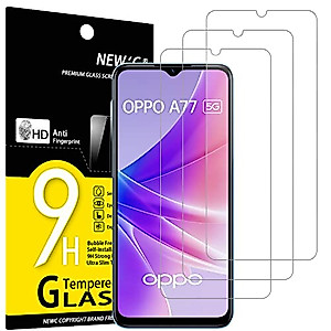 NEW'C [3 Pack] Designed for OPPO A77 5G, OPPO A57 4G, A57s Screen Protector Tempered Glass, Case Friendly Ultra Resistant