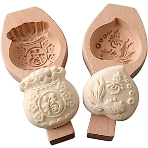 Wooden Cookie Molds Mooncake Mold Cookie Stamps for Baking Pie Press for Christmas Thanksgiving Birthday Mid Autumn Festival DIY（SHOU)