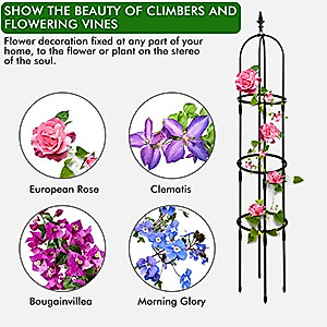 Obelisk Garden Trellis for Climbing Plants, 6 ft Adjustable Heavy Duty Rustproof Thicken Metal Plant Support, Tower Trellis for Climbing Plants Outdoor Indoor Potted Vines, Rose, Flowers(4.16 lbs)