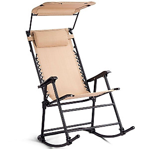 UYSB Folding Rocking Chair Beige Chair Rocking Chair Rocker Chair Rocker Camp Chair Rocker Recliner Rocking Camp Chair Rocking Chairs Outdoor Rocking Chair Swinging Camping Chair