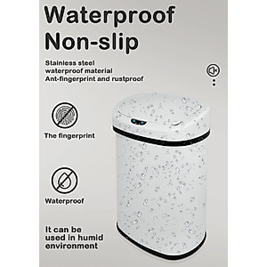 YIQIEDEY Trash Can 50 Liter 13 Gallon Automatic Waste Bin with Lid Stainless Steel Garbage Bin Touch-Free & Motion Sensor Step Trash Can for Kitchen Home Office Kitchen Garbage Can Trash Bin White