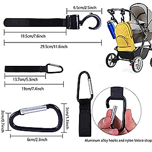 8pcs Stroller Hook Stroller Bag Hook 2 Kinds Mommy Buggy Clips Black 360 Degree Rotating Pram Shopping Hooks Stroller Hanger Hook for Diaper Bag Pushchair Stroller Purse Groceries