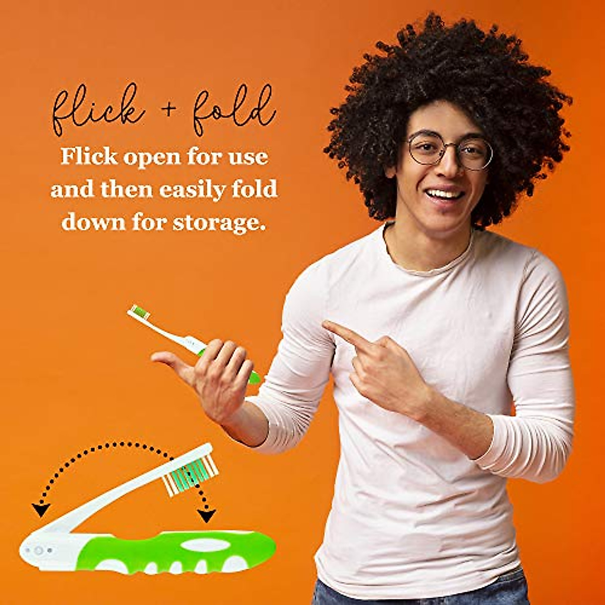 Lingito Travel Folding Toothbrush, Camping Toothbrush Bulk, Medium Bristle (6 Pack)