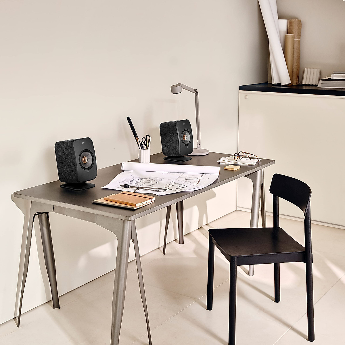 KEF LSX II Wireless HiFi Speaker System (Carbon Black) and KEF KW1 Wireless Subwoofer Adapter Kit, KW1TXRX, Black