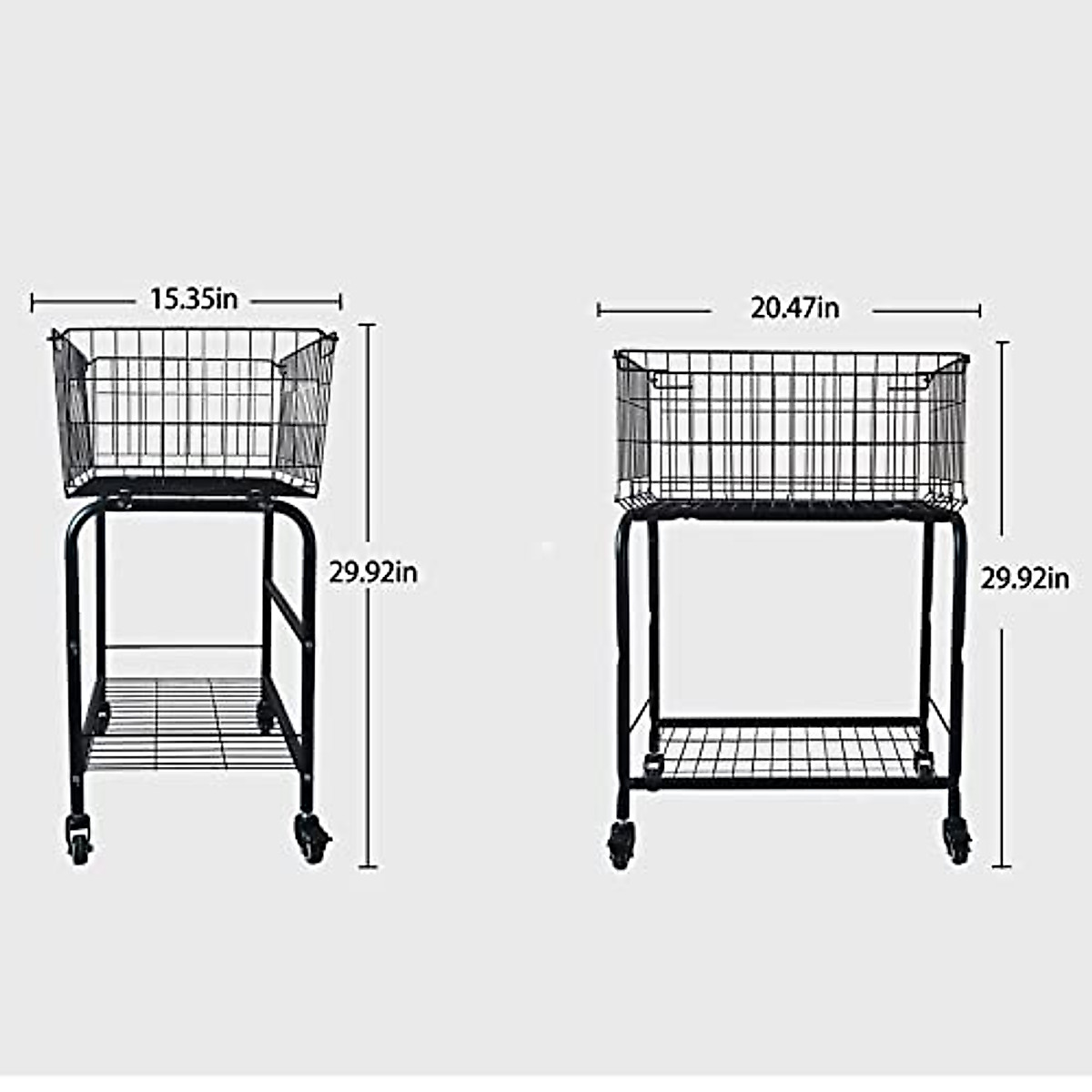 basket for garments storage, easy moved with wheels have brake, Laundry basket, white color，rolling basket (BLACK)