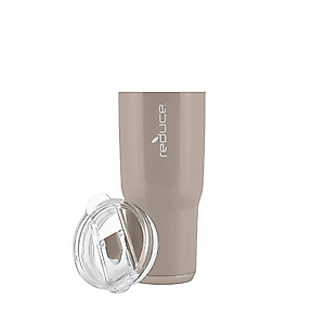 REDUCE Cold1 24 oz Tumbler with Lid and Straw - Dual-Wall Vacuum Insulated Stainless Steel Tumbler - Keeps Drinks Cold up to 24 Hours - Inner Ounce Markings to Track Hydration - OG Sand