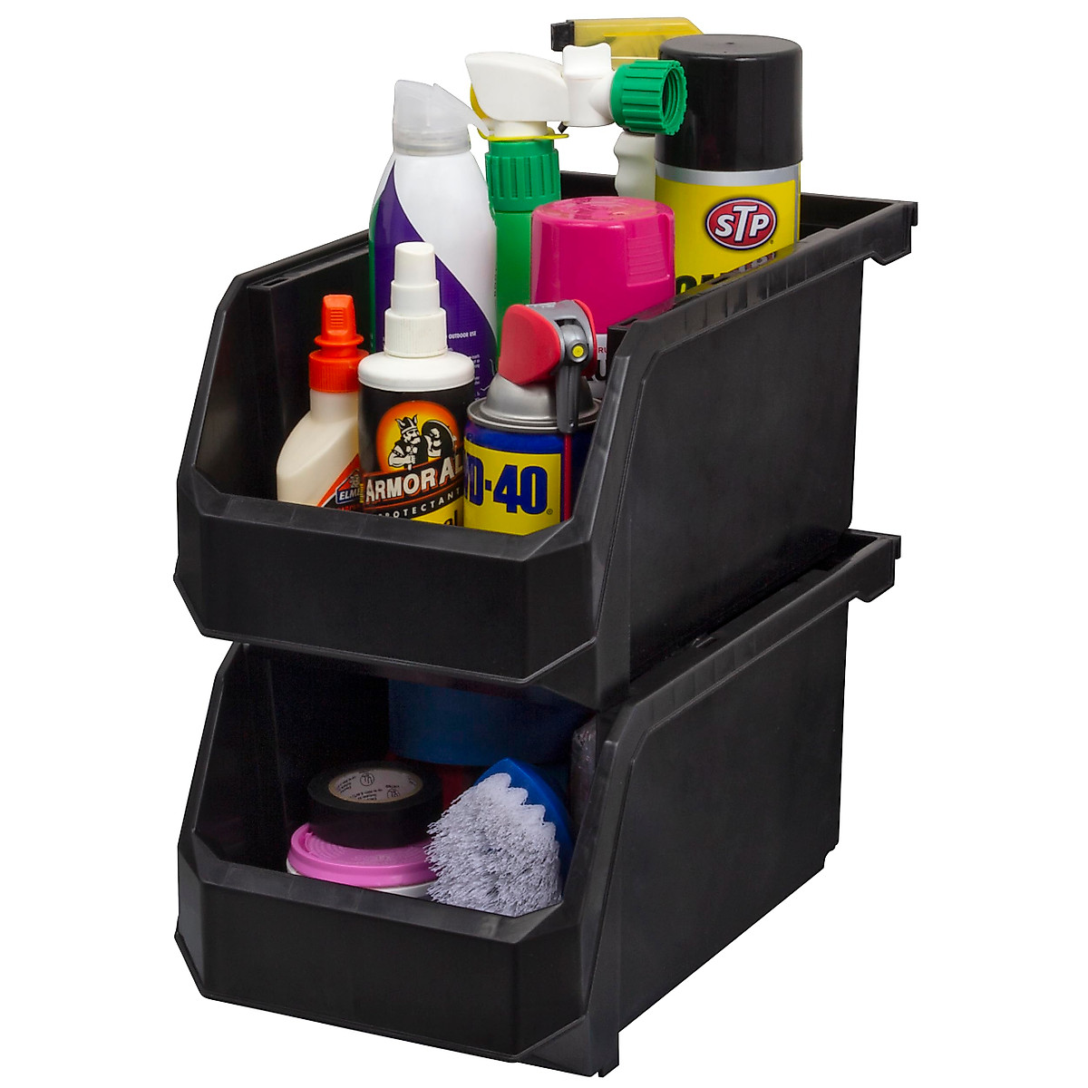 ReadySpace Plastic Containers for Organizing and Storage Bins for Closet, Kitchen, Office, Toys, or Pantry Organization, Large, 6-Pack, Black