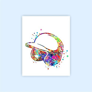 Dignovel Studios Unframed (Set of 6) 8X10 Watercolor Girl Baseball Softball helmet glove ball bat blazer Sport Art print Bedroom Wall Art dnc4