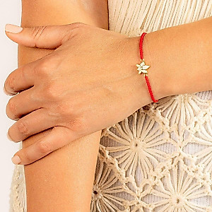 KARMA AND LUCK Red String Bracelet for Women with 925 Sterling Silver Lotus Charm for Spiritual Power, Handmade in Bali, Adjustable Size 6"-9"