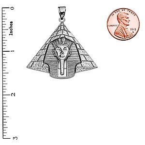 Antique Vintage Style Sterling Silver Detailed Egyptian Pyramid King Tut (Tutankhamun) Pendant