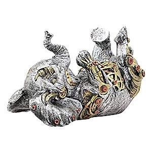 Ebros Steampunk Industrial Victorian Sci Fi Cyborg Robotic Elephant Wine Bottle Holder Figurine 9" Long with Painted Gearwork Clockwork and Mechanical Parts Party Hosting Accessory Elephants