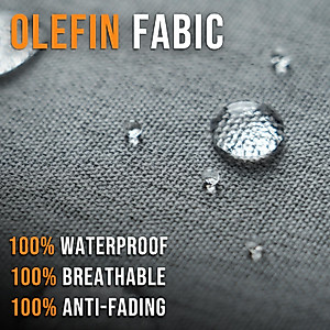 AOFEITE Outdoor Olefin Chair Cushions 22"x22"x5" Set of 4 Waterproof Patio Seat Cushions for Patio Furniture with 4-Level Color Fastness Sofa Pads with Handle DIY Straps for Yard Garden, Light Gray