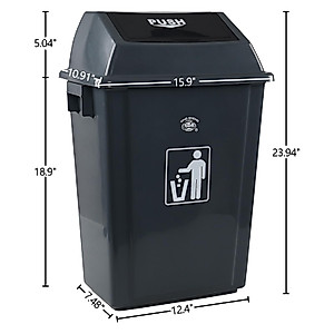 Guankan 13 Gallon Plastic Trash Can with Swing Lid, Large Kitchen Garbage Can with Lid, Grey, 4-Pack