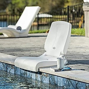 Step2 Flip Seat – White – Foldable, Portable Seat Stays in Place on Edges of Pools, Docks and Tailgates – Ideal for Pool Edge, Beach, Tailgating, Camping, Back Support While Sitting on Floor and More