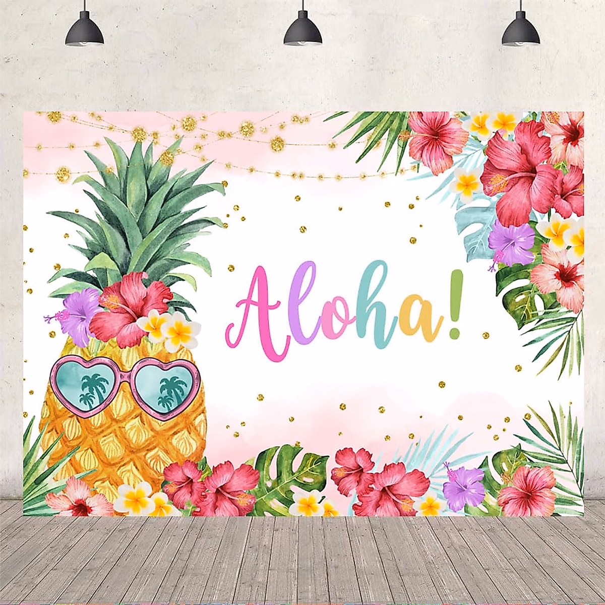 Ticuenicoa 5×3ft Aloha Backdrop Luau Hawaiian Birthday Party Decorations Photography Background Summer Tropical Beach Backdrops Baby Shower Floral Pineapple Photo Booth Props Banner