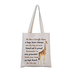 MNIGIU Giraffe Canvas Tote Bag Giraffe Lover Gift Giraffe Gift Giraffe Reusable Bag Giraffe Themed Gift Animal Lover Gift (Giraffe Tote)