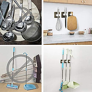 4PCS Mop Broom Holder, Wall Mounted Broom Clip Mop Grippers, Self-Adhesive No Drilling Mop Broom Racks, Super Anti-Slip Utility Hooks for Home, Bathroom, Kitchen, Garden, Garage
