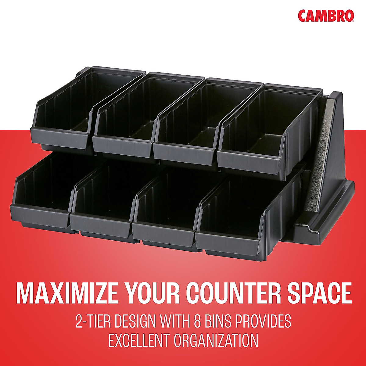 Cambro 8RS8110 Versa Black 8-Bin Organizer Rack Case of 1