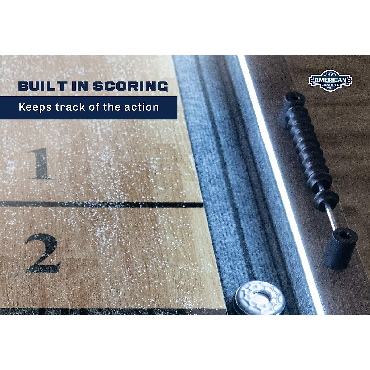 American Legend Kirkwood 9’ LED Light Up Shuffleboard Table with Bowling