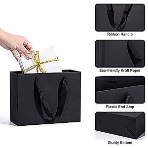 Katfort Black Gift Bags 36 Pack, 9''×4''×7'' Black Retail Bags for Small Business, Reusable Kraft Black Paper Bags with Handles Bulk for Shopping, Wedding, Party, Gift, Retail