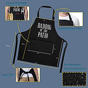 Miracu Grill Apron for Dad - Daddio of The Patio - Dad Gifts from Daughter, Son - Funny Birthday Gifts for Dad, Husband, Father in Law, Step Dad, Best Dad, Daddy - Dad Apron for Grilling BBQ Cooking