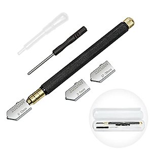 ZUZUAN Glass Cutter 2mm-20mm, Upgrade Glass Cutter Tool, Pencil Style Oil Feed Carbide Tip for Glass Cutting/Tiles/Mirror/Mosaic