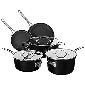 Gotham Steel STACKMASTER Pots Stackable 10 Piece Cookware Set Ultra Nonstick Cast Texture Coating Includes Fry Pans, Black