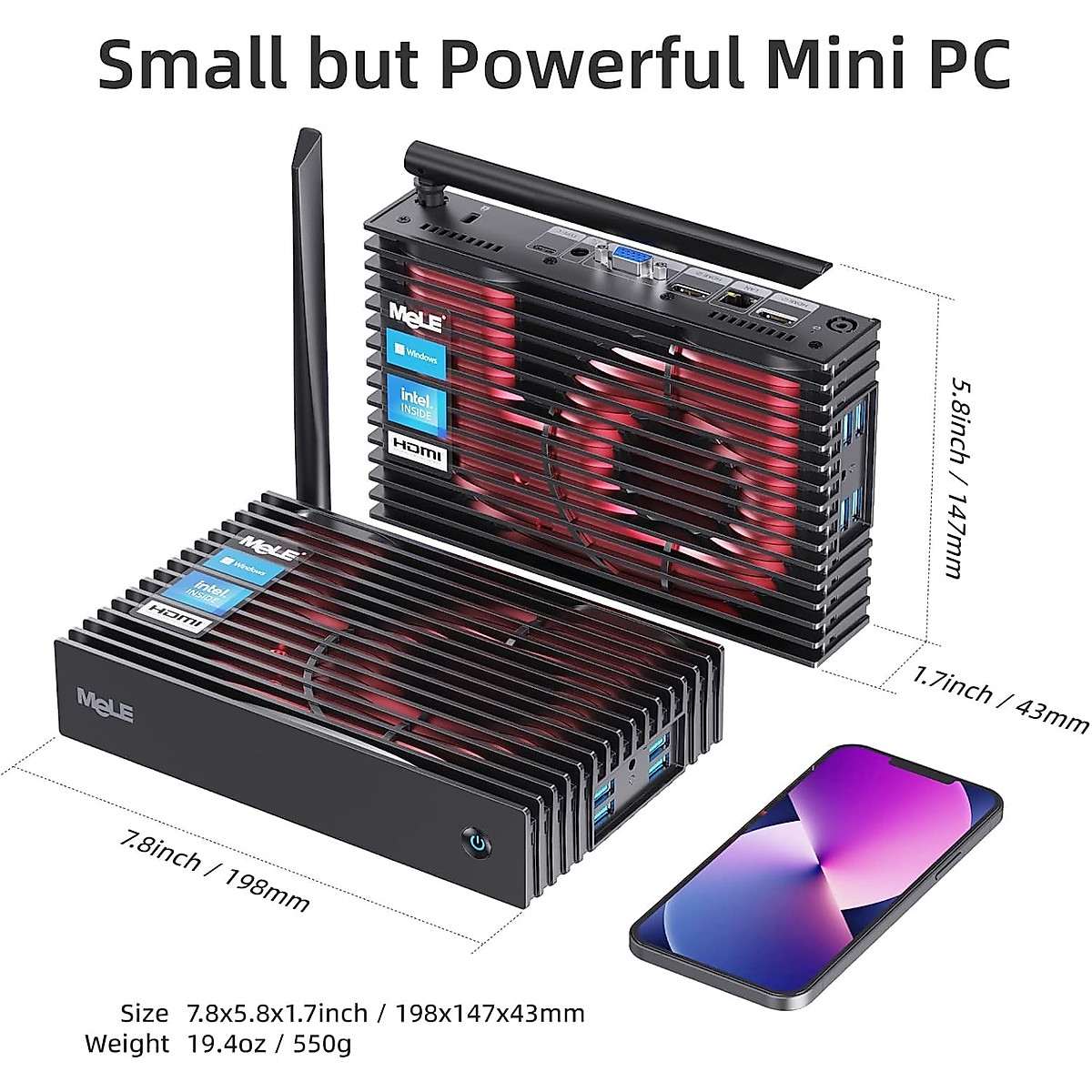 MeLE Mini PC Fanless PCG35HD N5105 Micro Computer, 8GB 128GB Small Desktop Server, Support Triple Monitor 4K WiFi5 Gigabit Ethernet BT5.2 PXE Unlock BIOS Auto Power on Industrial IoT Business