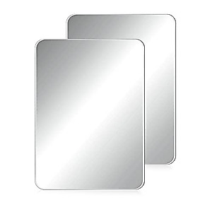 2 Pieces Magnetic Locker Mirror Small Real Glass Mirror for School Locker Rectangular Locker Accessories Magnetic Makeup Mirror for Girls Bathroom Household Refrigerator Office Cabinet, 5.8 x 4 Inch