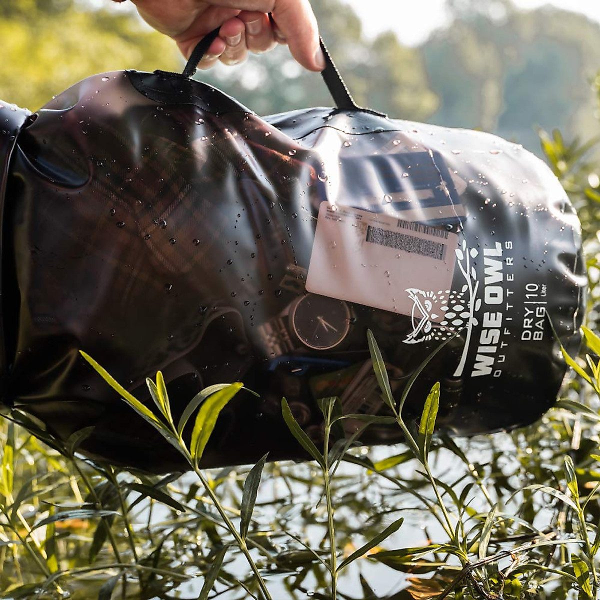 Wise Owl Outfitters Waterproof Dry Bag Backpack - Thick, Durable Water Bag for Kayaking, Camping, Boating, Beach and Outdoor Water Sports - Black Clear, 5L