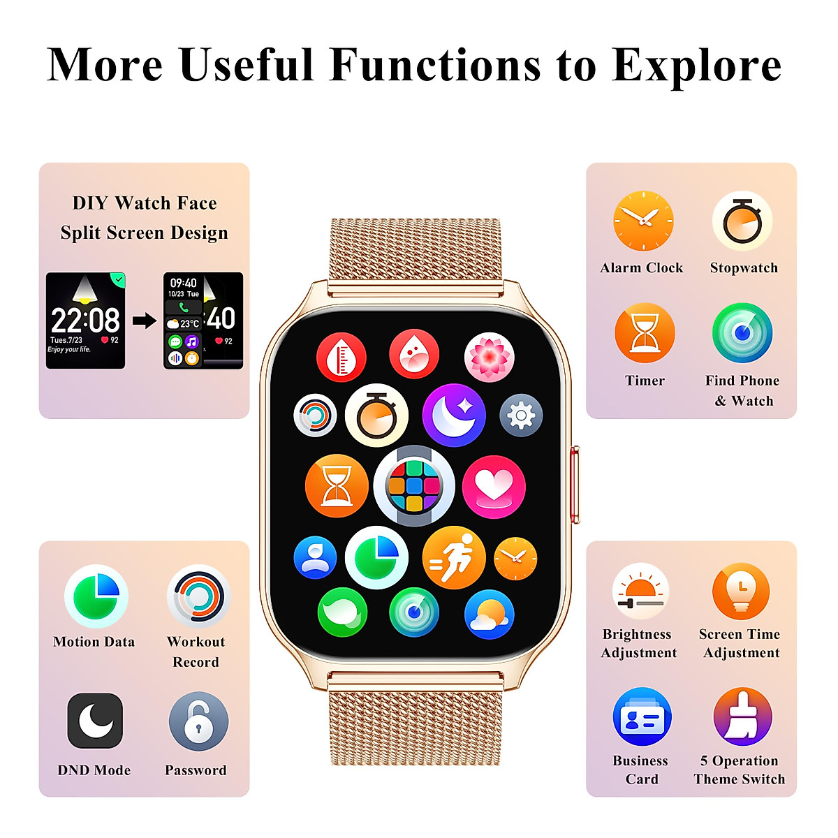 Popglory Smart Watch Answer/Make Calls, 2.01'' Smartwatch with AI Voice Control, Blood Pressure/SpO2/Heart Rate Monitor, Fitness Tracker Watch 2 Straps for Men Women for iOS Android Phones